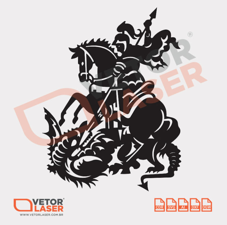 Vetor São Jorge Dragão para corte a Laser em MDF – 0002
